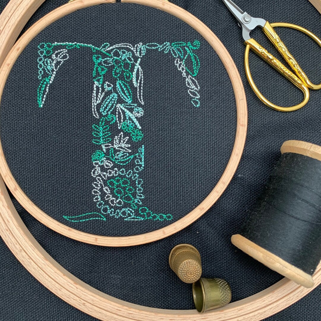 1010 Letter T: Embroidery File Floral Character Design Floral - Etsy