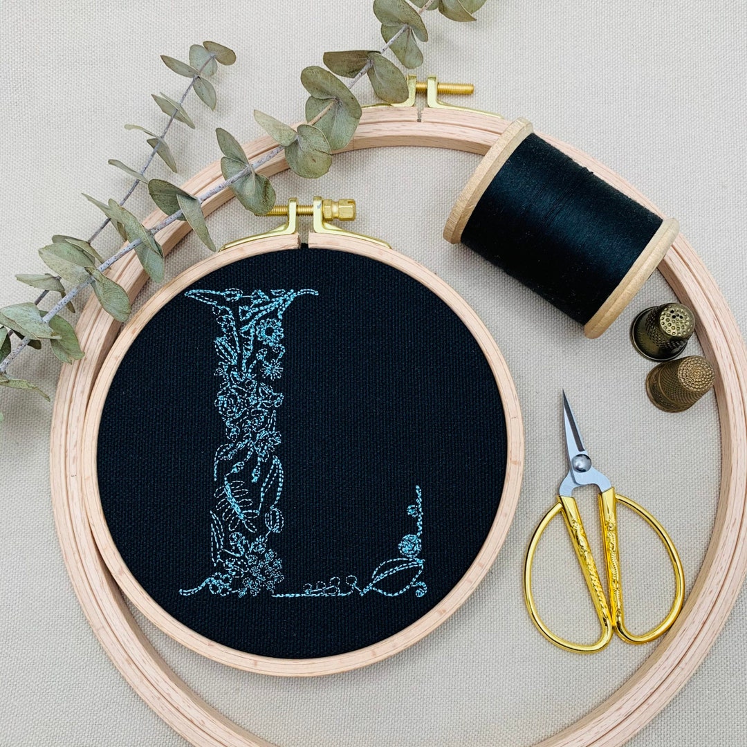 1010 Letter L: Embroidery File Floral Character Design Floral Capital ...
