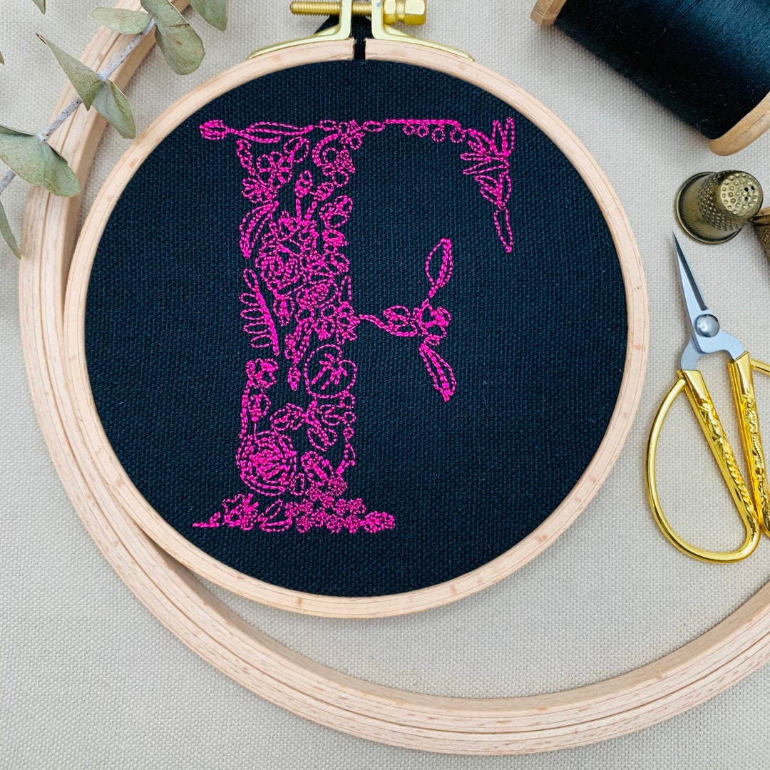 1010 Letter F: Embroidery File Floral Character Design Floral Capital ...
