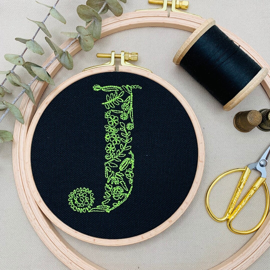 1010 Letter J: Embroidery File Floral Character Design Floral Capital ...