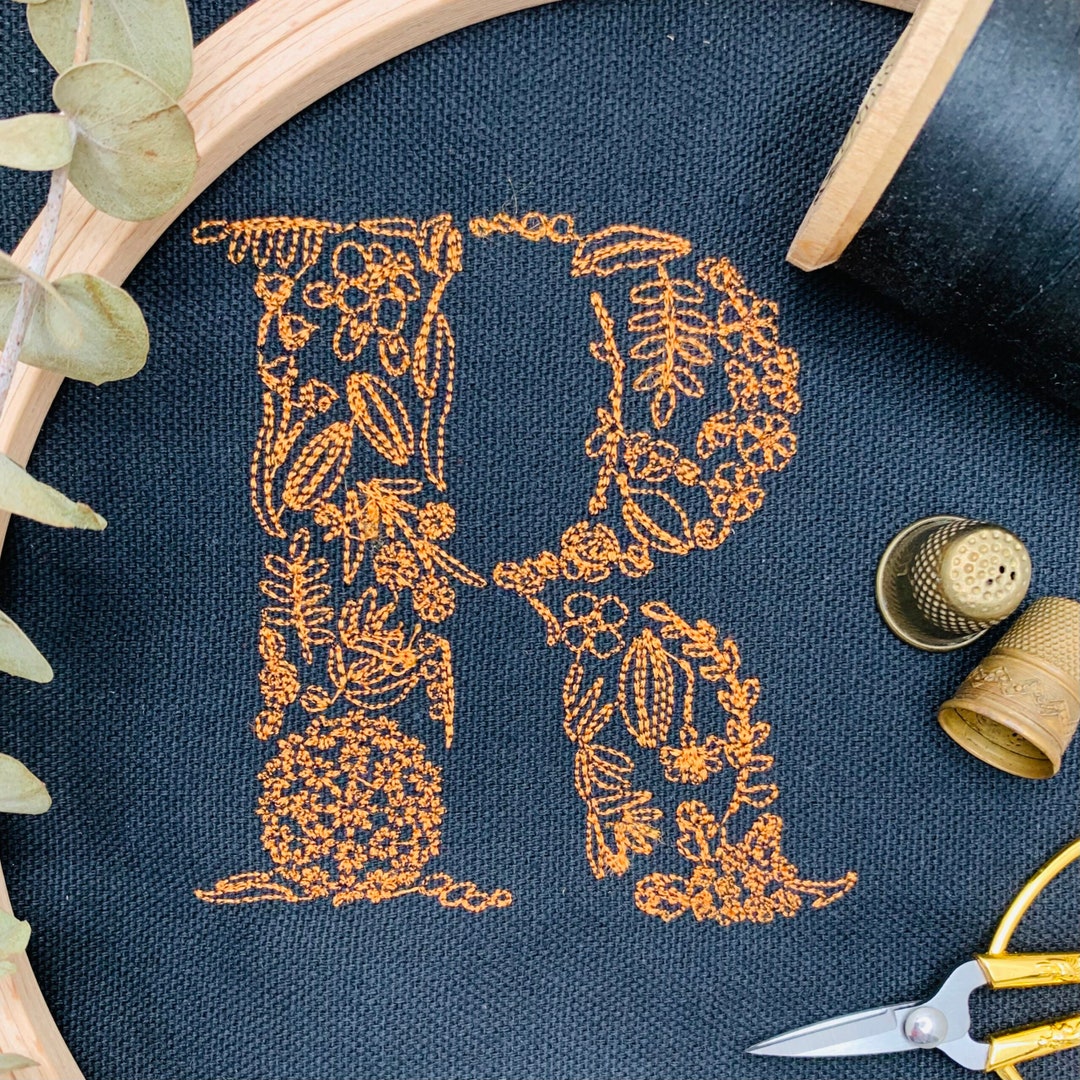 10×10 Letter R: Embroidery File Floral Character Design Floral Capital ...