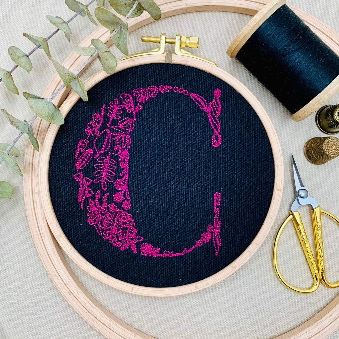 10×10 Letter C: Embroidery File Floral Character Design Floral Capital ...