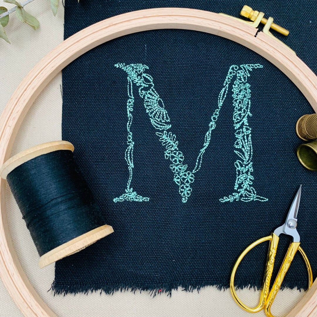 1010 Letter M: Embroidery File Floral Character Design Floral Capital ...