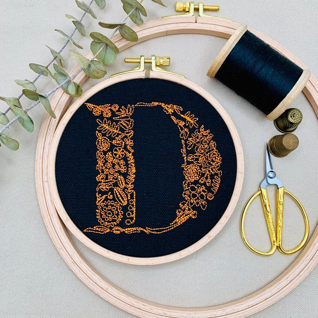 10×10 Letter D: Embroidery File Floral Character Design Floral Capital ...