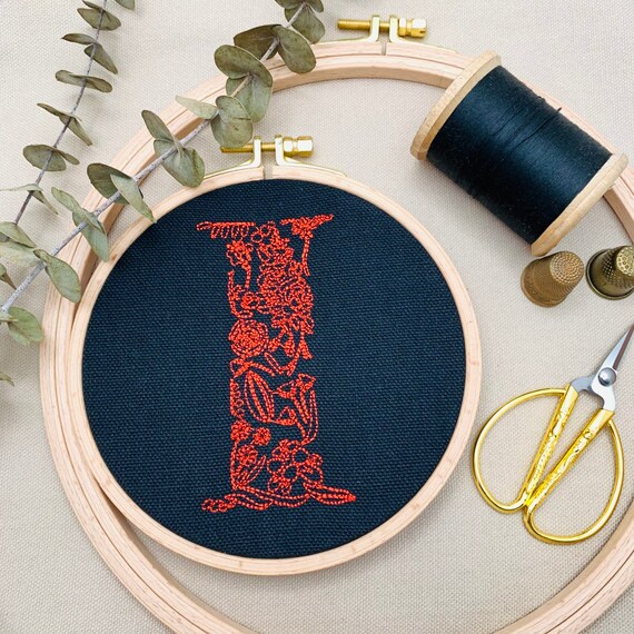 1010 Letter I: Embroidery File Floral Character Design Floral | Etsy