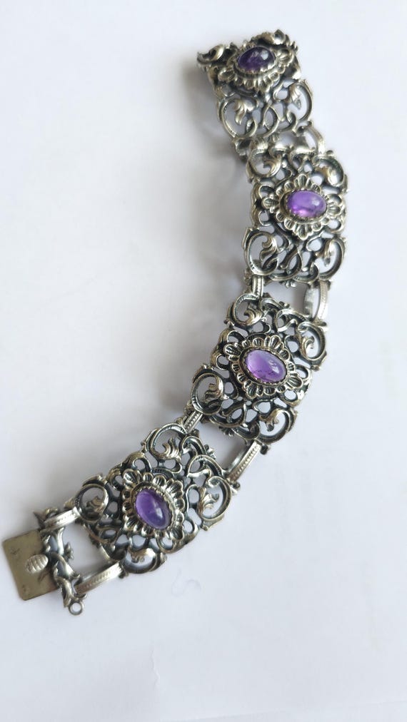 Antique Amethyst Sterling silver Bracelet Handcrafted… - Gem