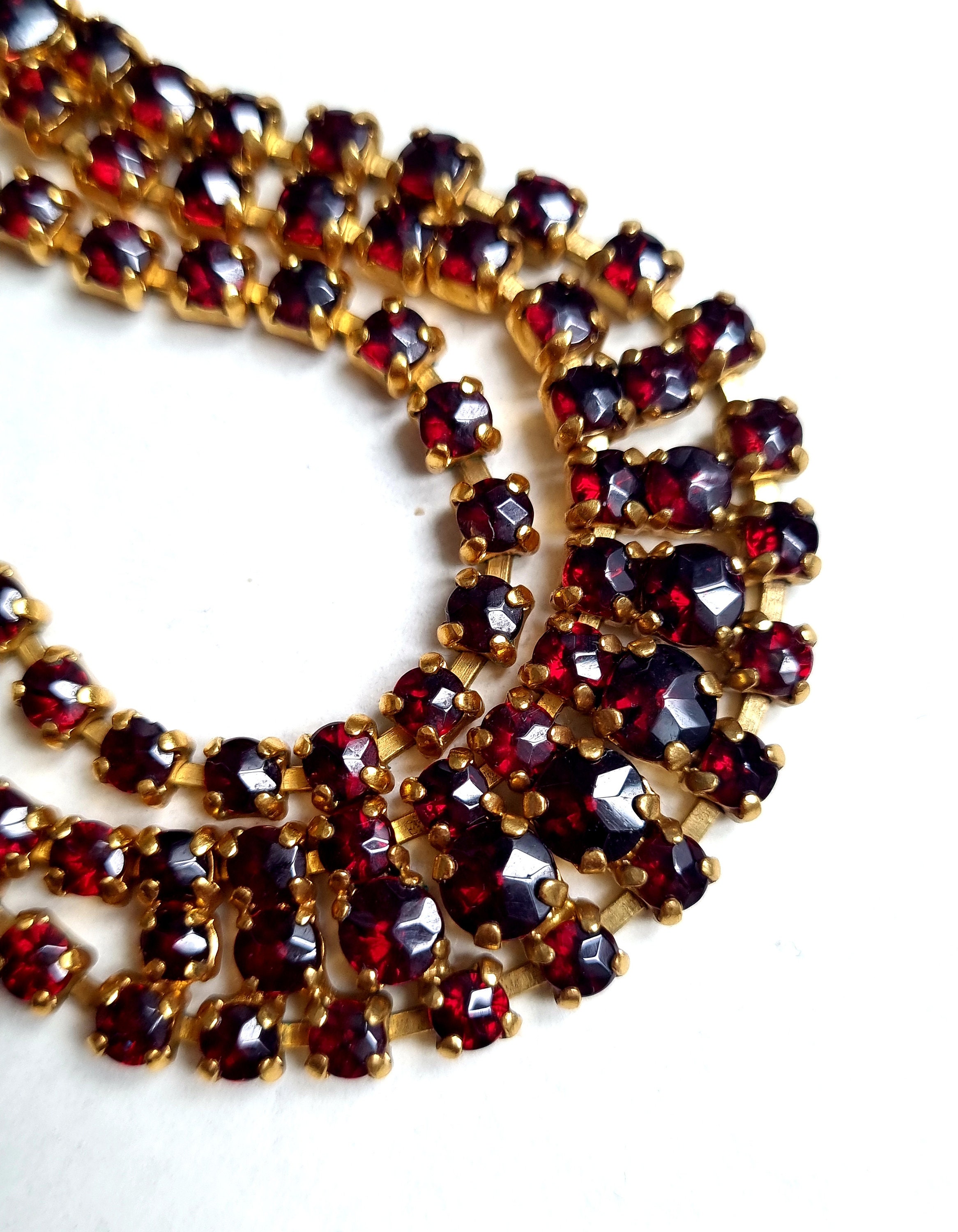 Vintage Garnet Necklace From 1920 Tompak Gold Plated Art Deco Tennis ...