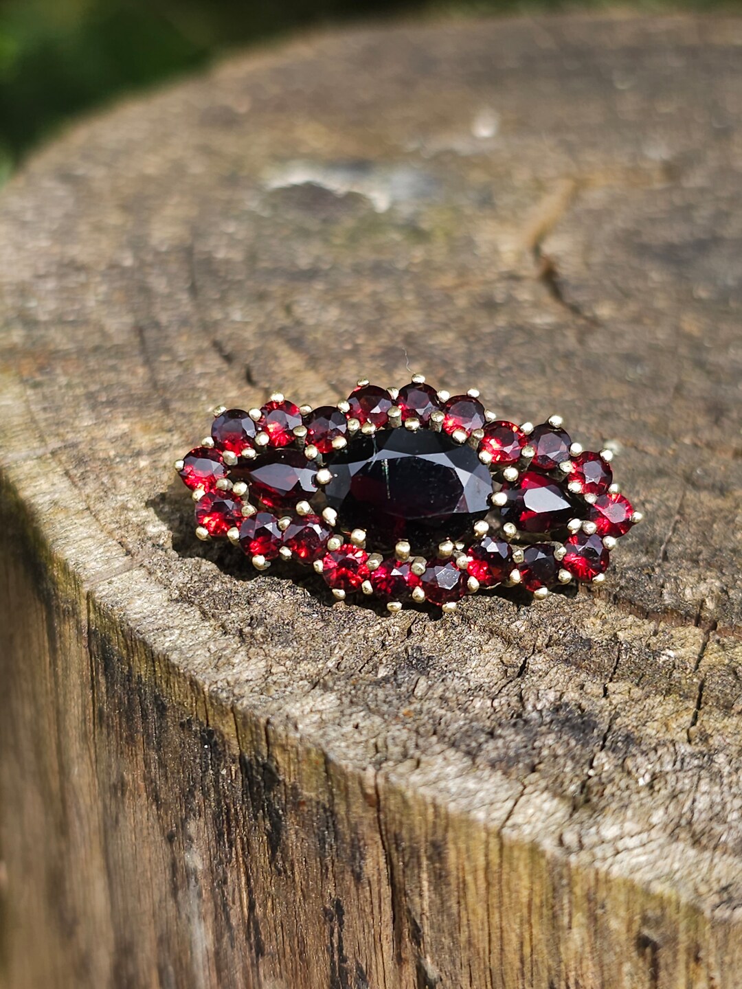 Vintage Garnet Brooch. From Czechoslovakia. Free Shipping - Etsy
