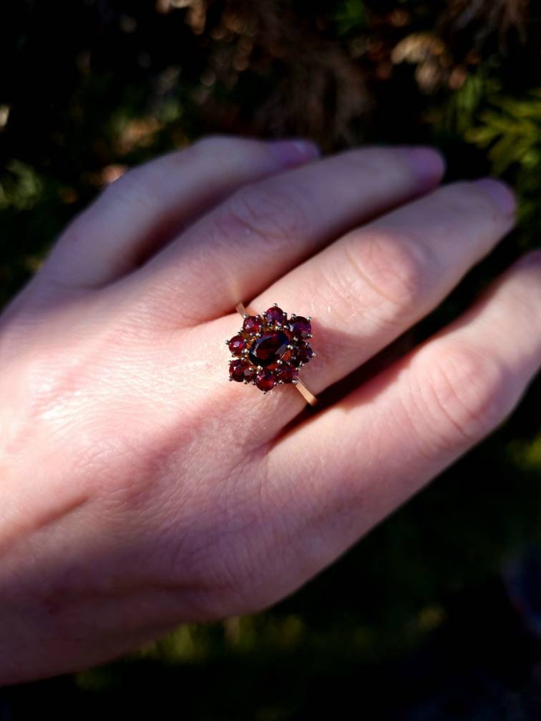 Vintage Ring Rose Cut Stones 333 Gold 8 Ct Bohemian Garnet American ...
