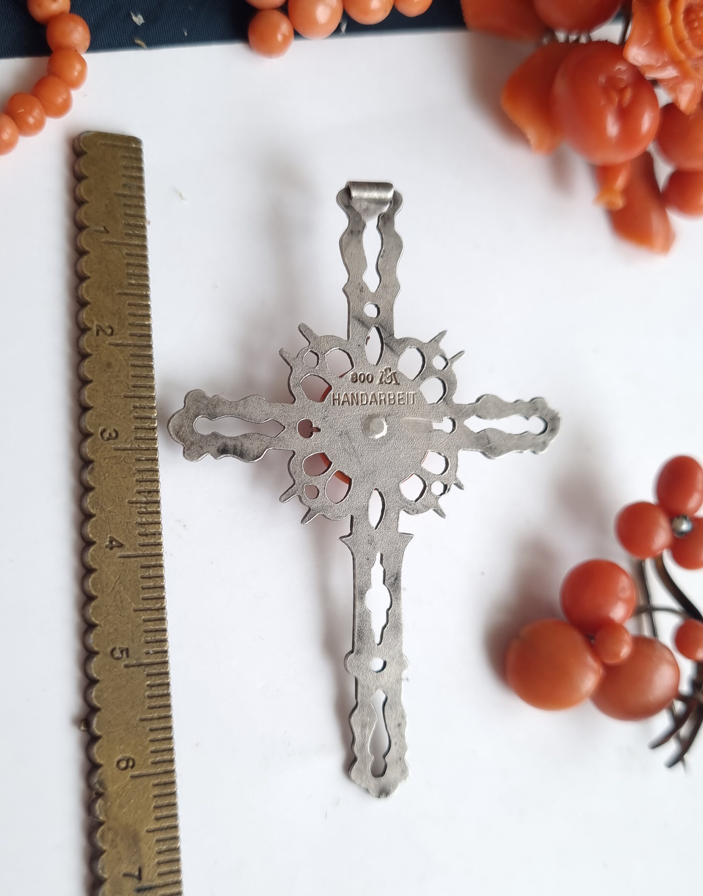 Antique Rare Victorian Salmon Pendant With Big Undyed Natural Coral ...