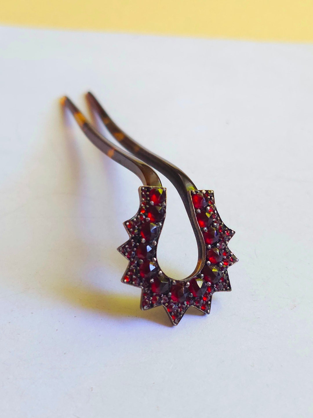 Bohemian Garnet Antique Hinged Hair Comb, Victorian Comb,hairpin Pyrope ...