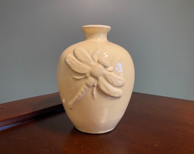Yellow Dragonfly Glazed Pottery Vase | Nantucket Ceramics - Etsy