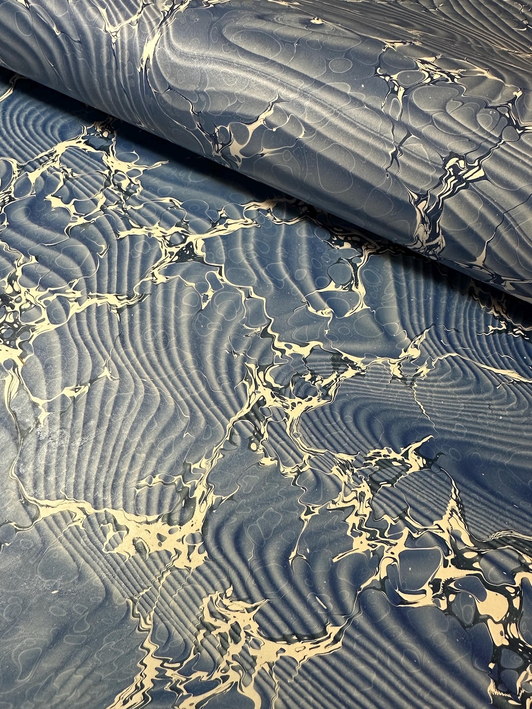 A2 Hand Marbled Paper Blue Waves - Etsy