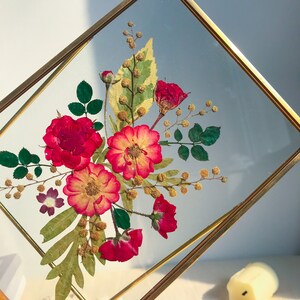 Pressed Flower Frame, Botanical Art Frame, Pressed Rose Flowers Art ...