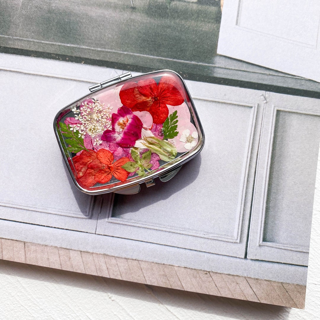 Pressed Flowers Pill Case Birth Control Pill Box Cute Pill Organize ...