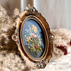 Vintage Pressed Flower Frame, Pressed Flower Art, Botanical Home Décor ...