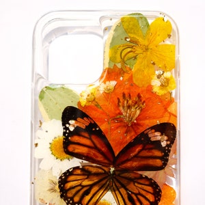 Butterfly Pressed Flowers Case for iPhone 7 8 X XR 11 12 13 14 15 16 ...