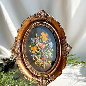 Vintage Pressed Flower Frame, Pressed Flower Art, Botanical Home Décor ...