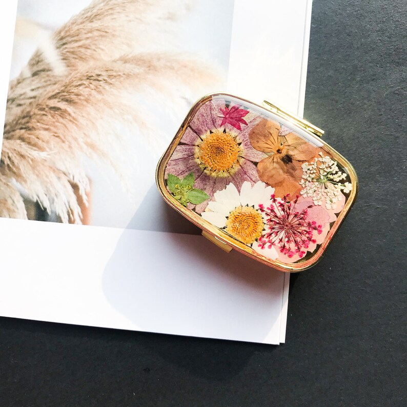 Pressed Flowers Pill Case Birth Control Pill Box Cute Pill - Etsy