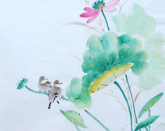 Original Chinese Water Ink Painting of Rooster on Rice Paper, Brush ...