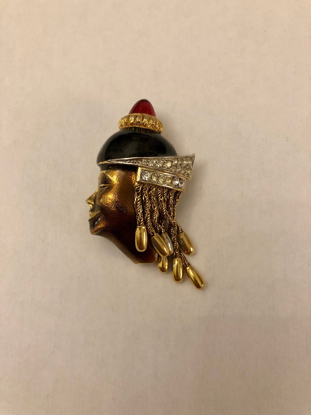 Vintage French Designer D'orlan Brooch Orientalist Gold Tone ...