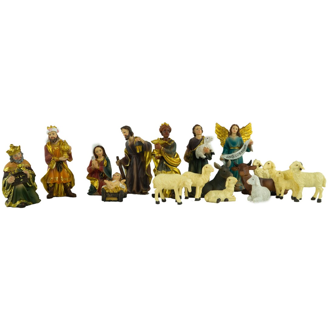Beautiful Hand-painted Nativity Figures, 17 Pieces, Approx. 10 Cm, K ...