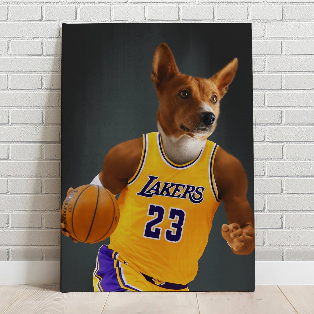 Custom Pet Portrait, Los Angeles Lakers, Basketball Fan Gift, Funny Pet ...