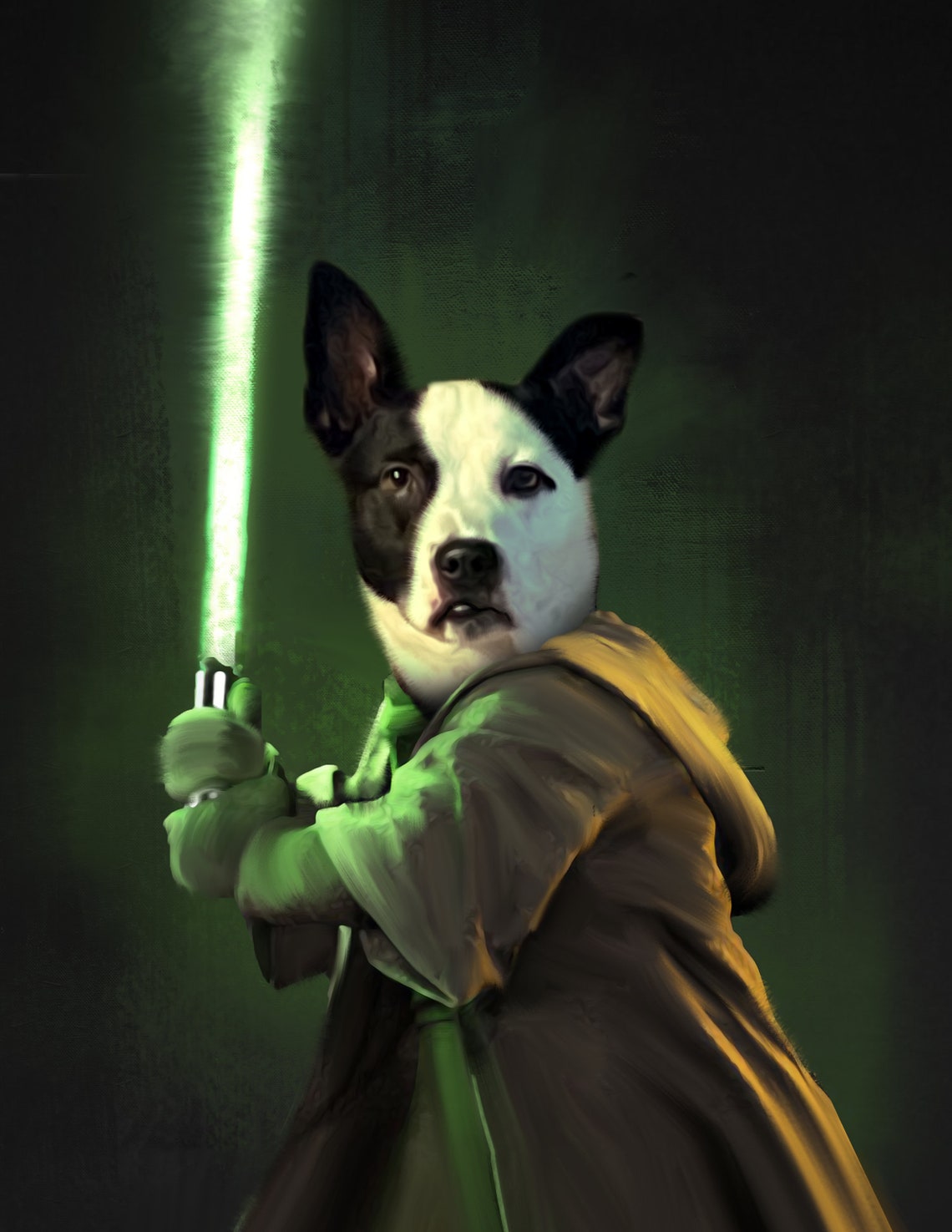 Custom Pet Portrait Starwars Jedi Yoda Cat Dog Pet Portrait - Etsy
