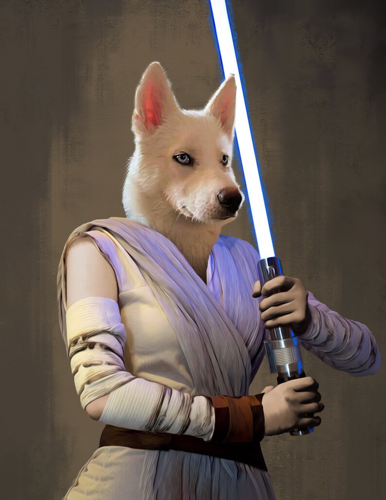 Custom Pet Portrait Star Wars Rey Pet Canvas Funny Pet Lover - Etsy