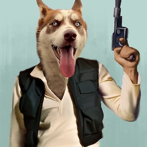 Custom Pet Portrait Star Wars Han Solo Pet Canvas Funny Pet Lover ...