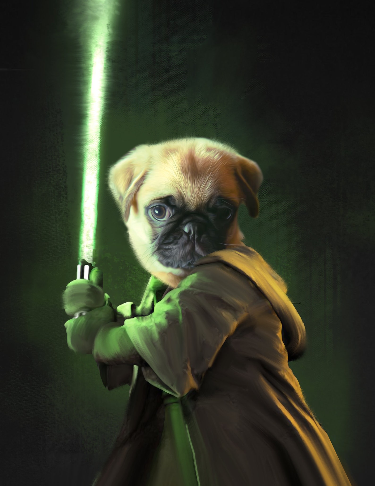 Custom Pet Portrait Starwars Jedi Yoda Cat Dog Pet Portrait - Etsy