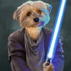 Custom Pet Portrait Star Wars Obiwan Kenobi Pet Canvas Funny Pet Lover ...