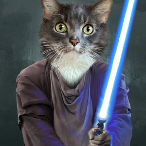 Custom Pet Portrait Star Wars Obiwan Kenobi Pet Canvas Funny Pet Lover ...