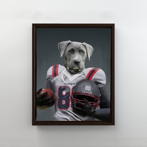 Custom Pet Portrait Football New England Patriots Canvas Funny Pet ...