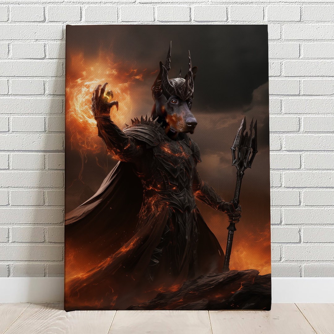 Custom Pet Portrait Sauron Ring of Power Dog Cat Pet Canvas Funny Pet ...