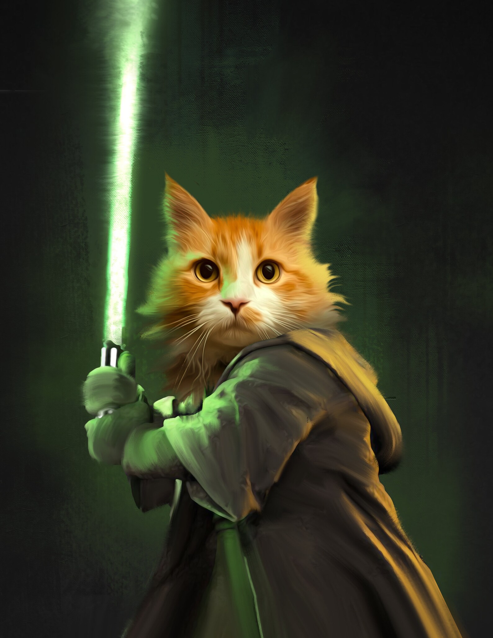 Custom Pet Portrait Starwars Jedi Yoda Cat Dog Pet Portrait - Etsy