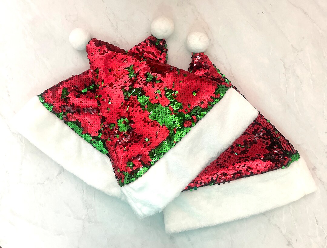 Christmas Santa Hats Flip Sequins Retro Christmas Hat Custom - Etsy ...