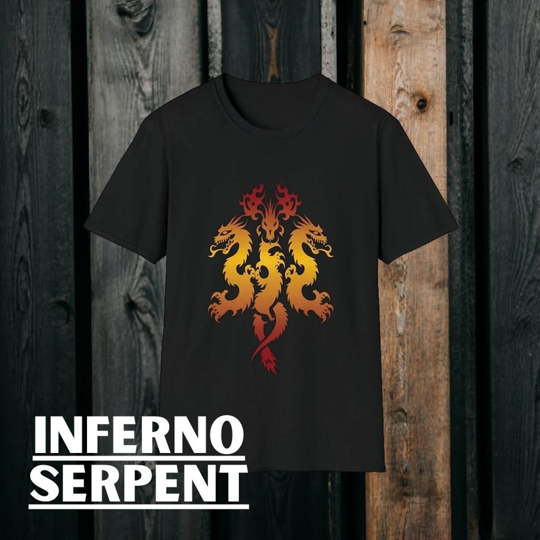 Inferno Serpent: Fiery Hydra Dragon Unisex Softstyle T-shirt - Etsy