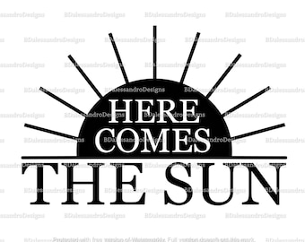 Wall Art, Here Comes the Sun, the Beatles, Lyrics, Retro Quote Print ...