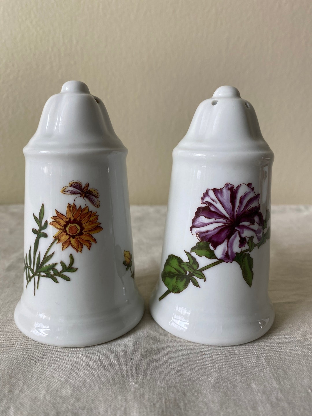 Vintage Floral Salt and Pepper Shaker Wildflowers Insects - Etsy