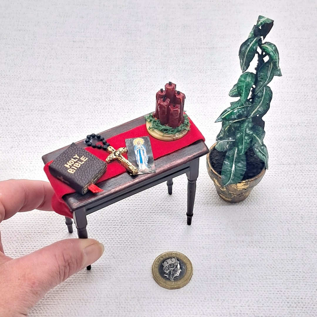 Dolls House Church, Bible, Side Table, 1:12th Scale Miniature Religious ...