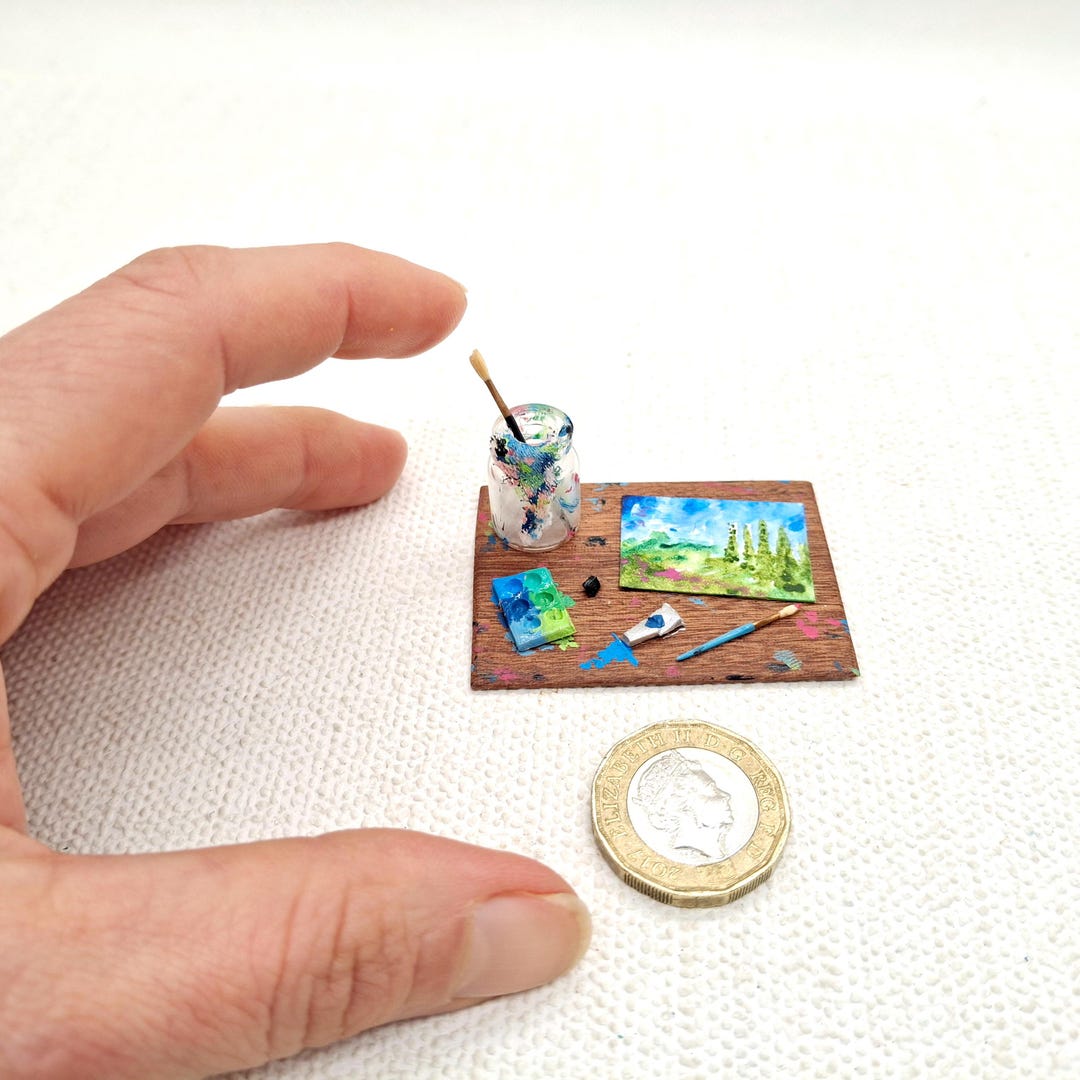 Miniature Painting Set, Mini Paintings, 1/12th Miniature Artists Set - Etsy