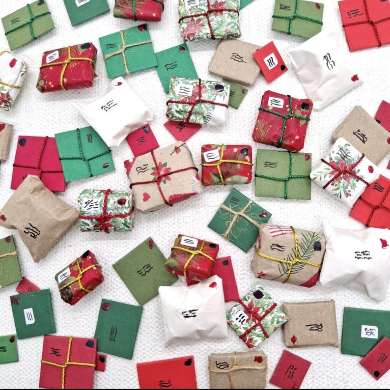 Miniature Christmas Mail Bundle, 1:12th Scale Holiday Decor - Etsy UK