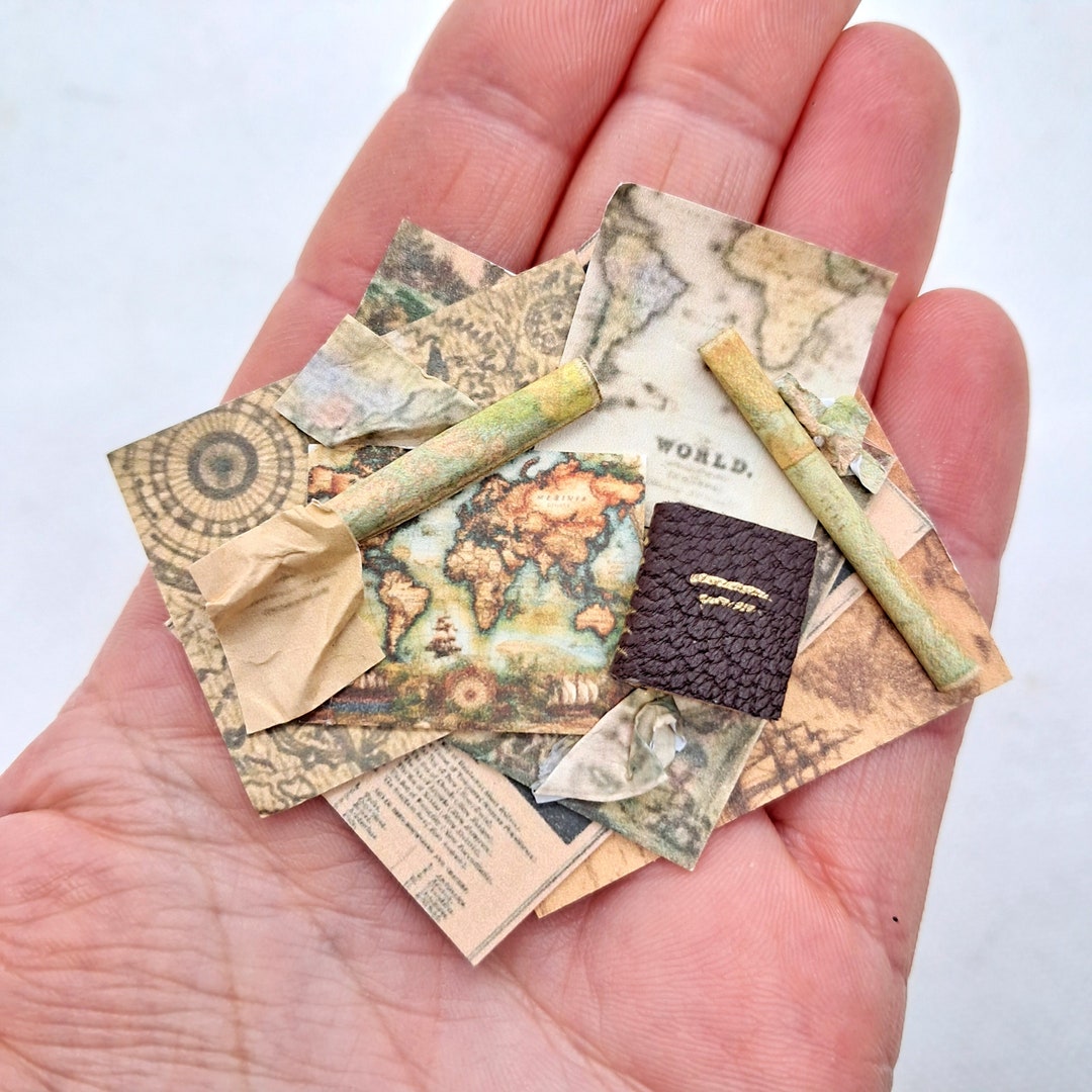 Dolls House Maps and Scrolls, Miniature Maps, Library Study Bookshop ...