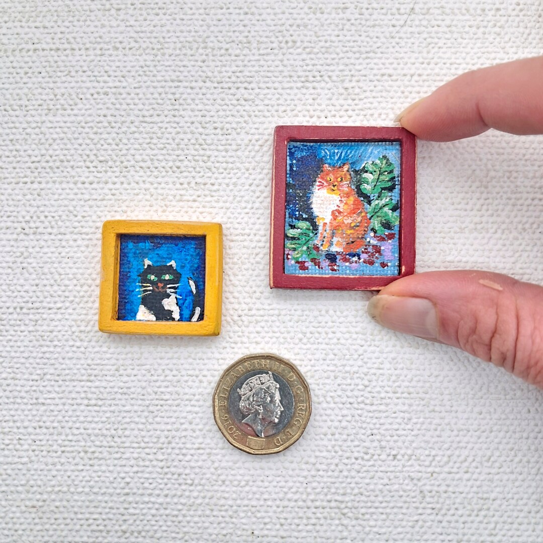 Dolls House Cat Paintings, Portraits, Miniature Framed Artworks, 1:12th ...
