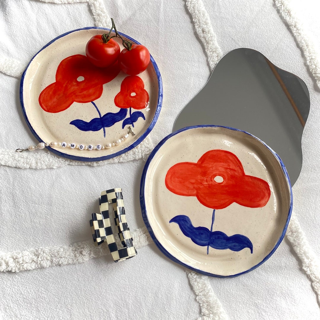 Funky Flower Dessert Plates, Handmade Ceramic, Pottery, Handmade Small ...