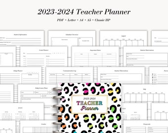 2023-2024 Teacher Planner Printable, Teacher Gradebook, Digital Teacher ...