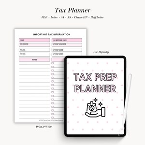 Tax Season, Tax Binder, Job Search Tracker, Job Expense Tracker, Tax ...