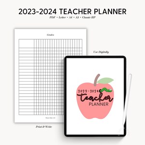Teacher Planner 2023-2024, Teacher Gradebook, Printable Teacher Planner ...