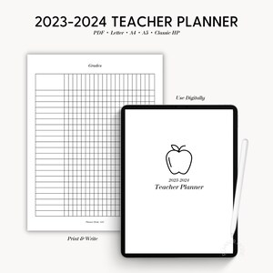 Teacher Planner, Teacher Gradebook, 2023 2024 Teacher Planner Printable ...